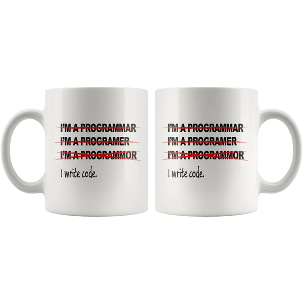 Funny Programmer Coder Mug I Write Code 11oz White Coffee Mugs Odditees
