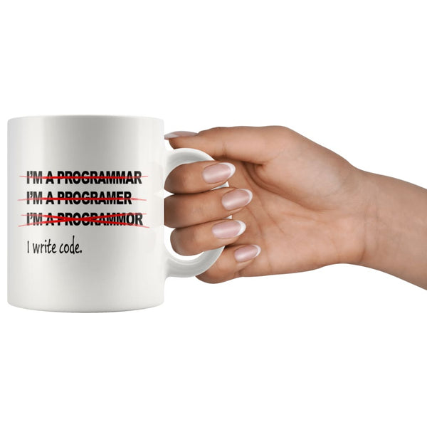 Funny Programmer Coder Mug I Write Code 11oz White Coffee Mugs Odditees