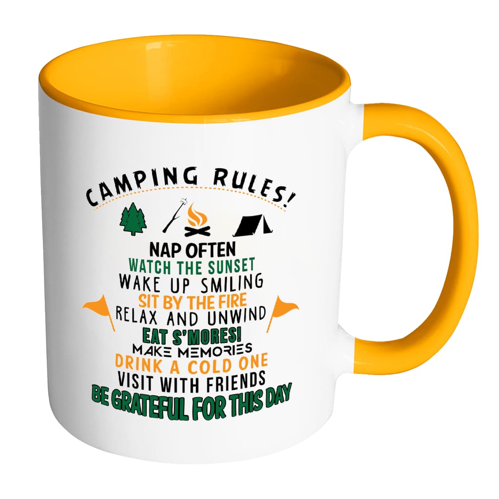 Campers Mug Camping Rules White 11oz Accent Coffee Mugs | Odditees