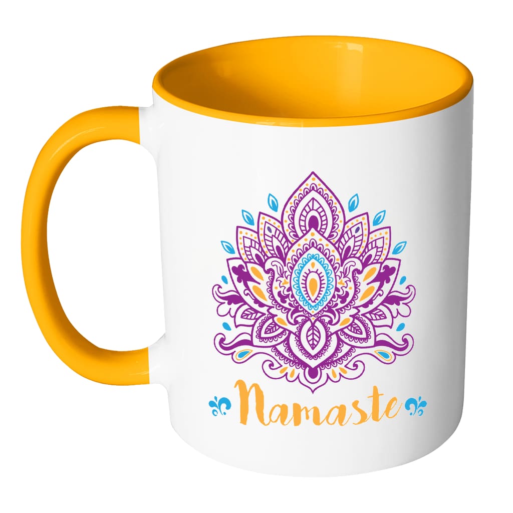 Zen Meditation Yoga Lotus Flower Mug Namaste White 11oz Accent Coffee ...